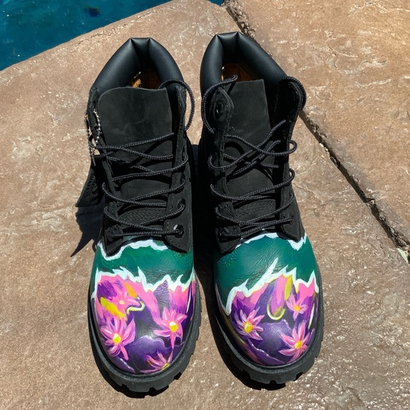 Timberland | Shoes | Timberland Suede Custom Painted Ankle Boots | Poshmark